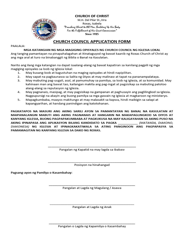 2026 Church Election Form (Council) | PDF