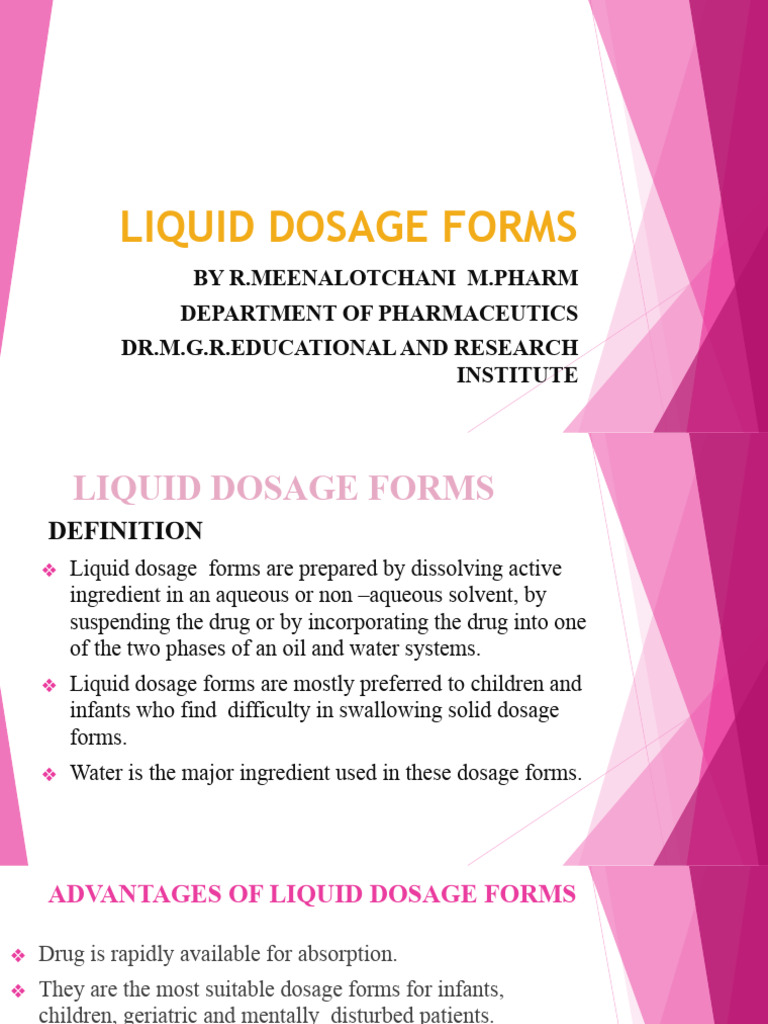 Liquid Dosage Form | PDF | Surfactant | Sugar Substitute