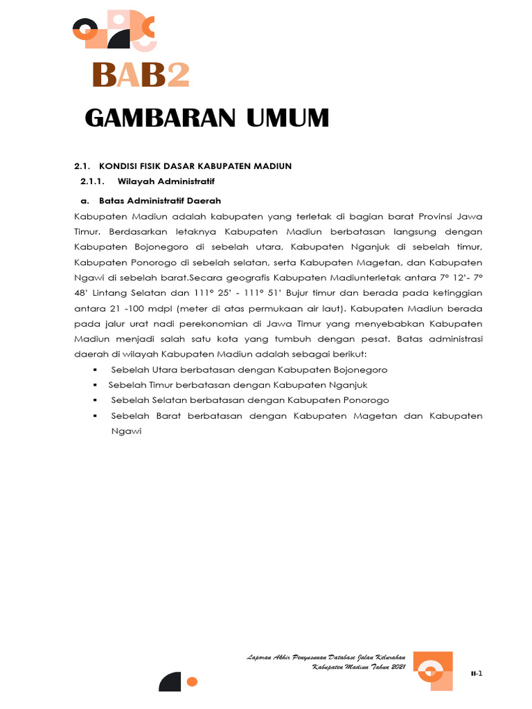 Gambaran Umum Laporan Jalan Kelurahan | PDF