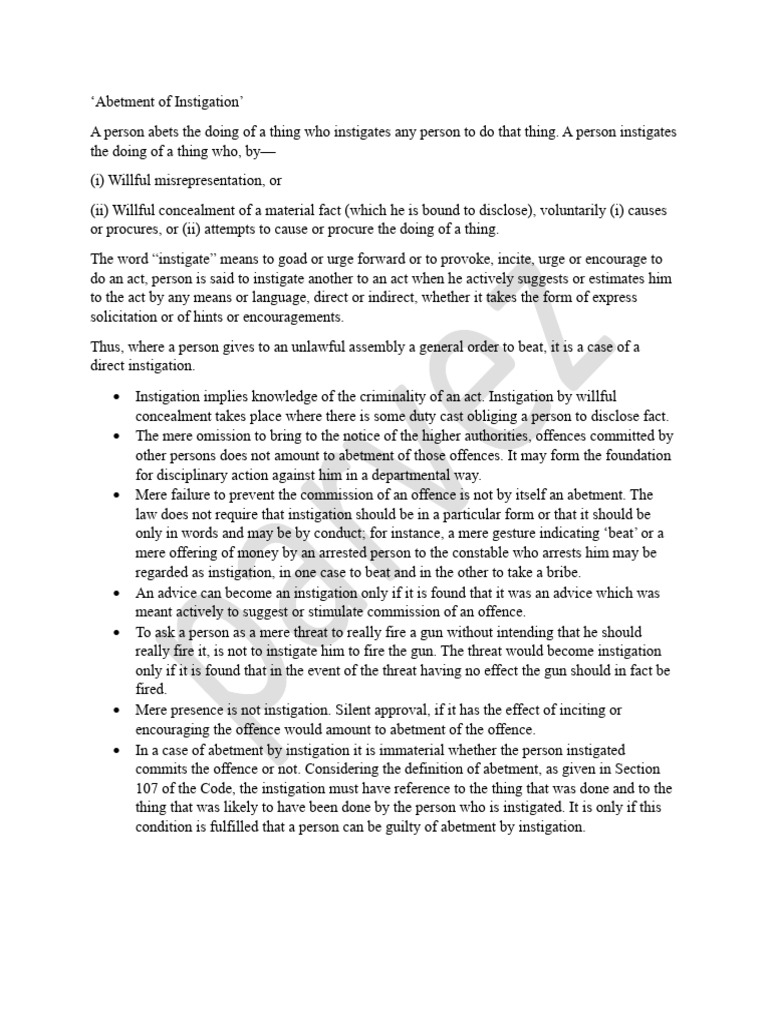 Abetment of Instigation | PDF | Aiding And Abetting | Misconduct