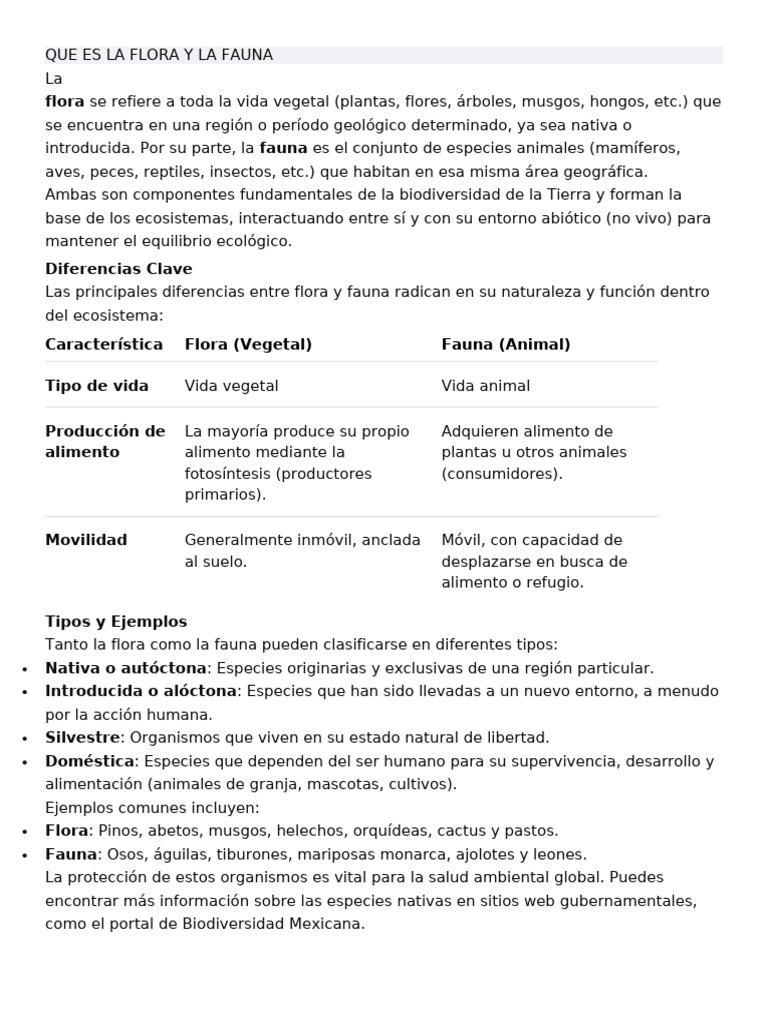 Que Es La Flora y La Fauna | PDF