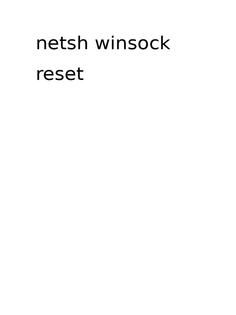 Netsh Winsock Reset | PDF