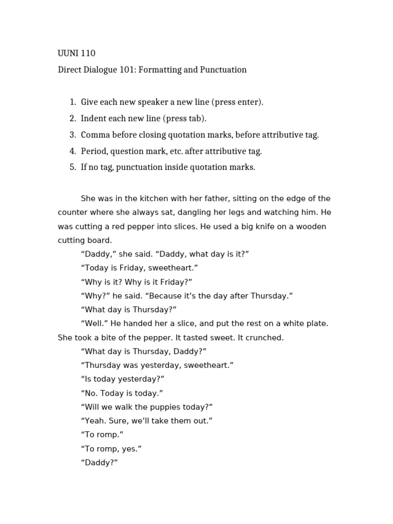 Teach--WCI Formatting Direct Dialogue | PDF