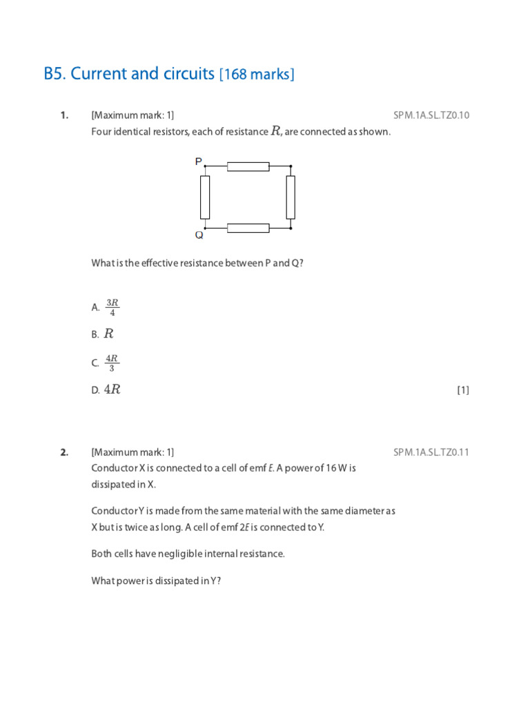 q B5. Current and Circuits | PDF | Radioactive Decay | Electrical ...