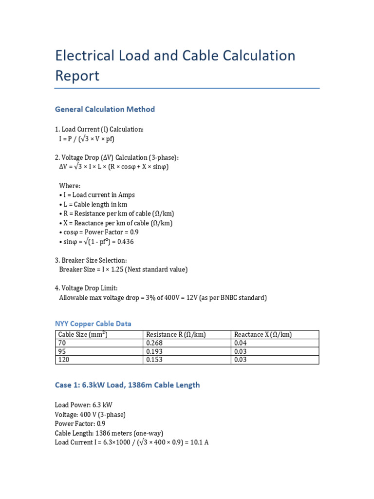 Street Light Cable Length and Voltage Drop Calculation | PDF ...