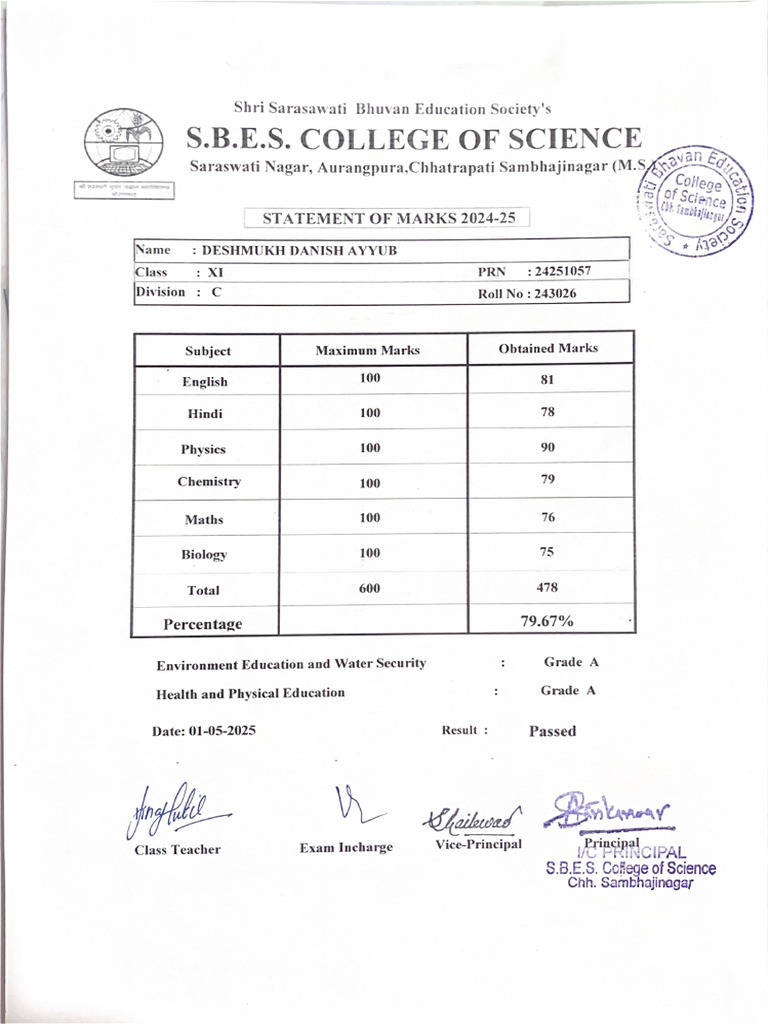11th MARKSHEET | PDF