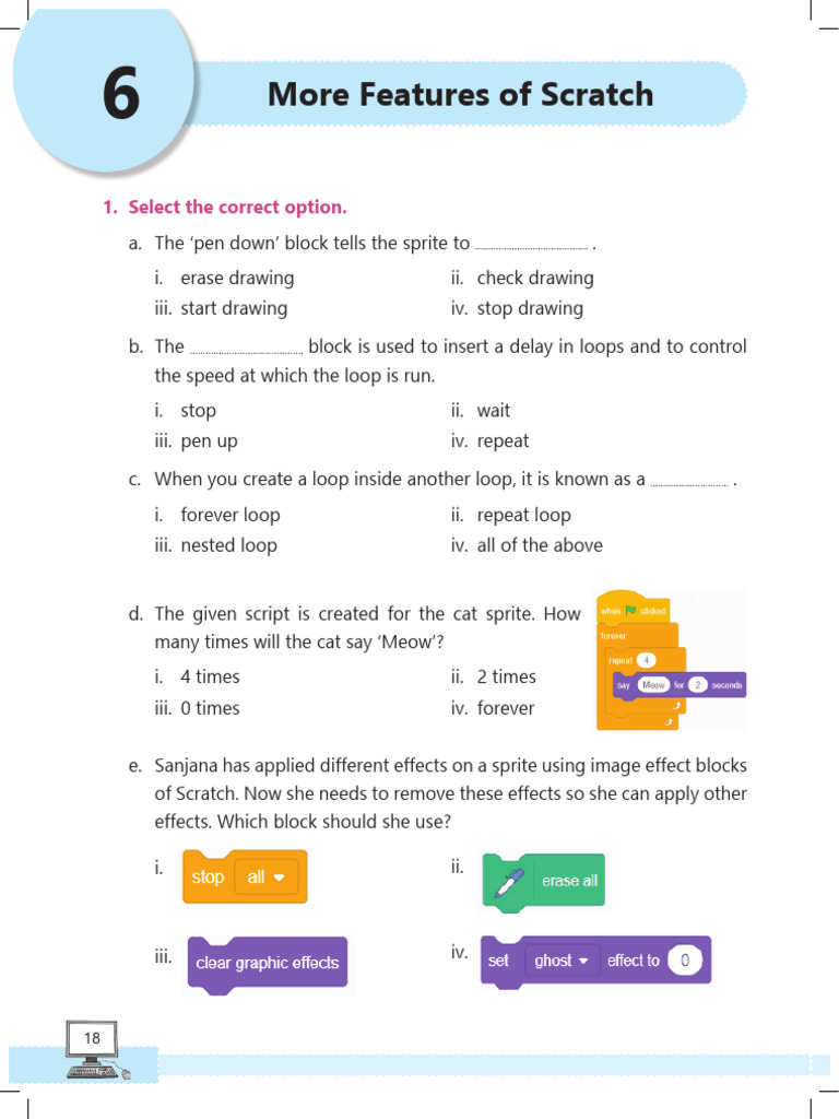 WB CB IV CS More Features of Scratch (1) | PDF | Scratch (Programming ...