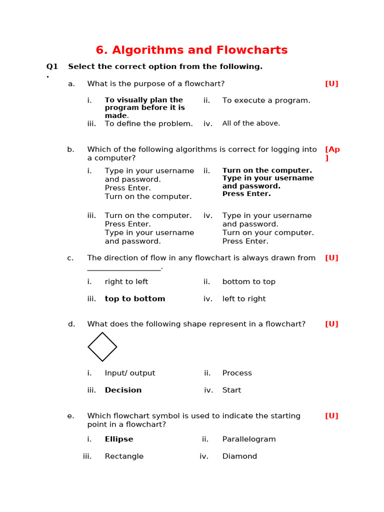 As WB CB VI CS Algorithms and Flowcharts (1) | PDF | Algorithms ...
