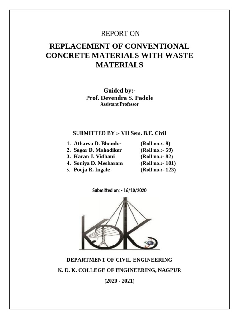 REPORT - Replacement of Conventional Concrete Materials by Waste ...