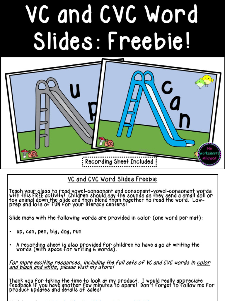 FREEVCandCVCWordsBlendingActivity 1 | PDF