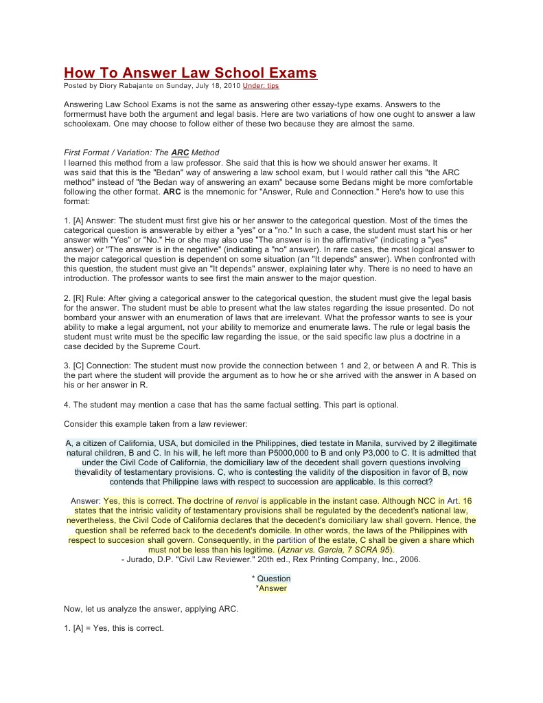 How To Answer Law School Exams | PDF | Intestacy | Test (Assessment)