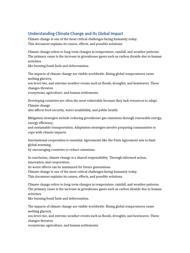 Understanding Climate Change and Its Global Impact | PDF | Climate ...