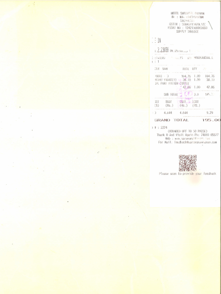 Food Bill 01 | PDF