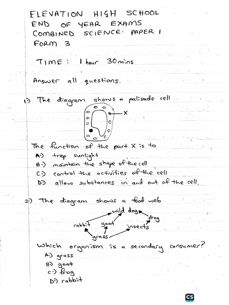 Form 3 Science Paper 1 | PDF