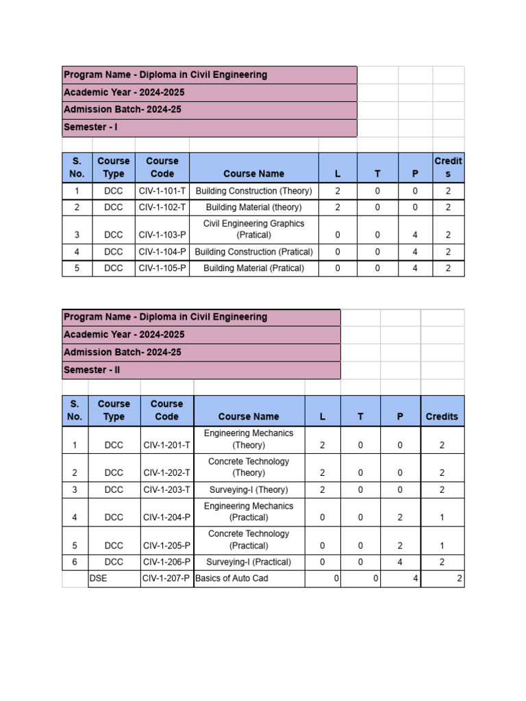Syllabus DIP Civil | PDF