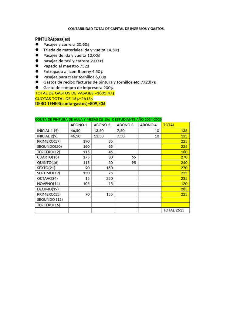 Contabilidad Total de Capital de Ingresos y Gastos | PDF