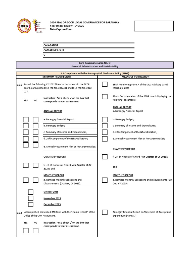2026 SGLGB Form 2 Data Capture Form DCF | PDF | Emergency Evacuation ...