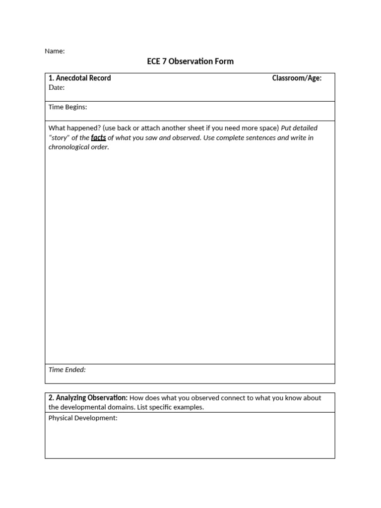 ECE 7 Observation Form | PDF