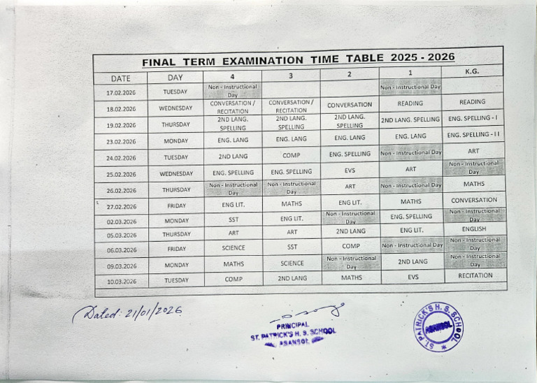 Final: Examination Time 2025-2026 | PDF
