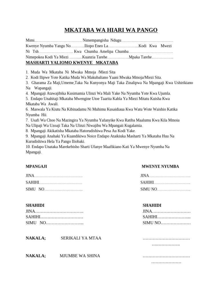 Mkataba Wa Hiari Wa Pango | PDF