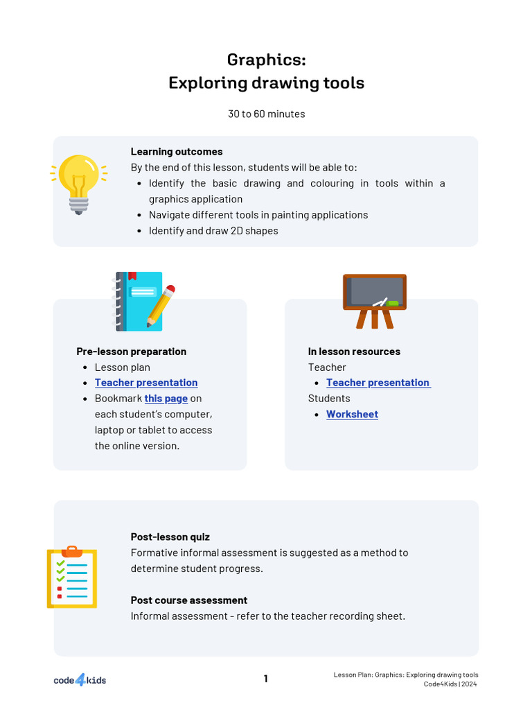 Graphics - Exploring Drawing Tools (Lesson Plan) | PDF | Graphics ...