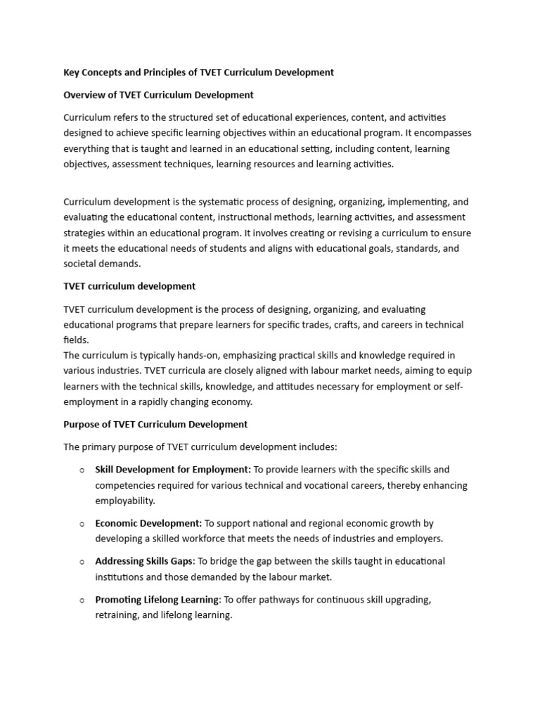 Module 1 TVET Curriculum Development | PDF | Vocational Education ...