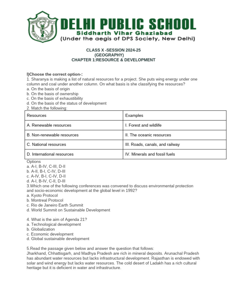 Worksheet Resource and Development | PDF | Sustainable Development | Soil