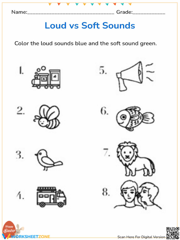 Loud vs Soft Sounds Worksheet - Color the Sounds Activity! | PDF