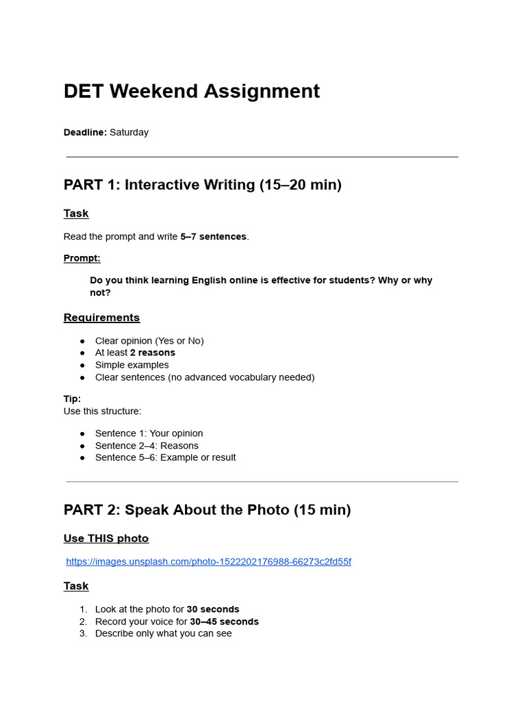DET Weekend Assignment | PDF