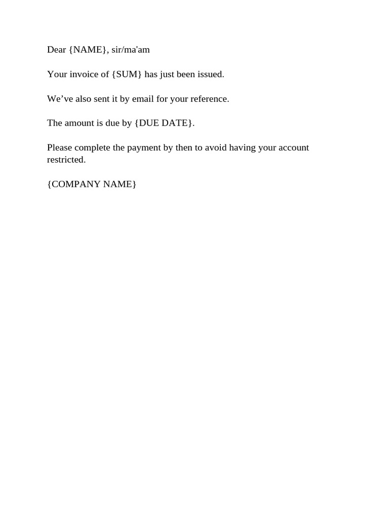 Payment Due - Invoice Notification Message | PDF