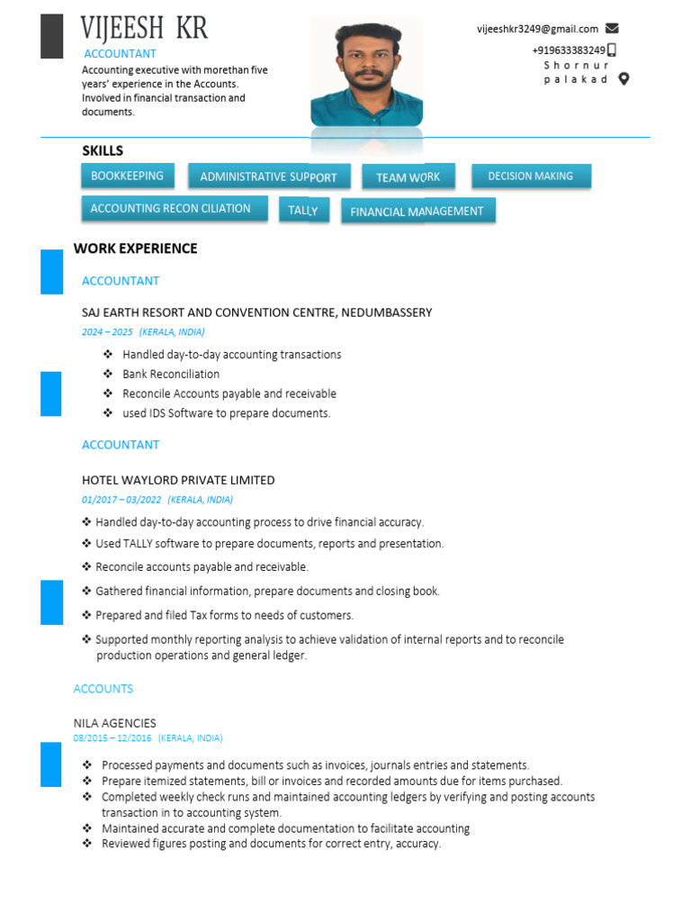 Resume Vi Jeesh Kr | PDF | Accounts Payable | Bookkeeping