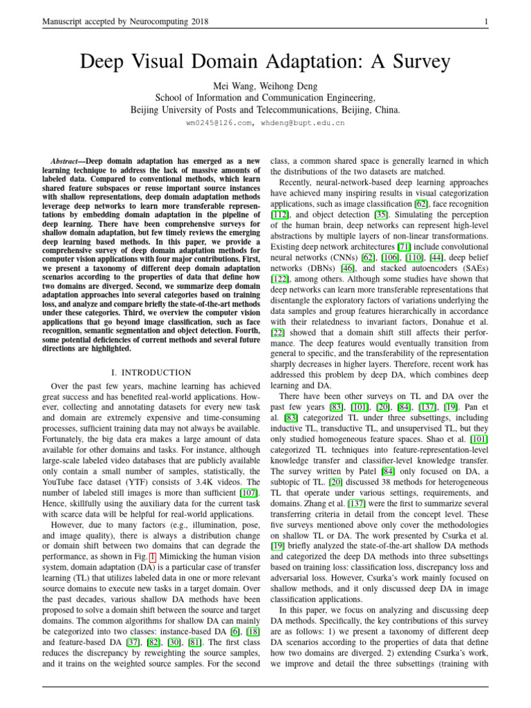 Domain Adaptation (a Subfield of TL) Survey | PDF | Deep Learning ...