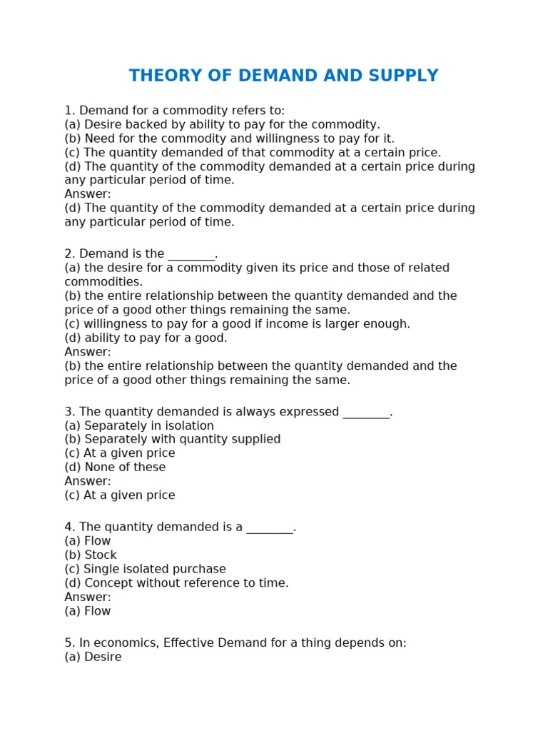 Theory of Demand and Supply | PDF | Demand | Elasticity (Economics)