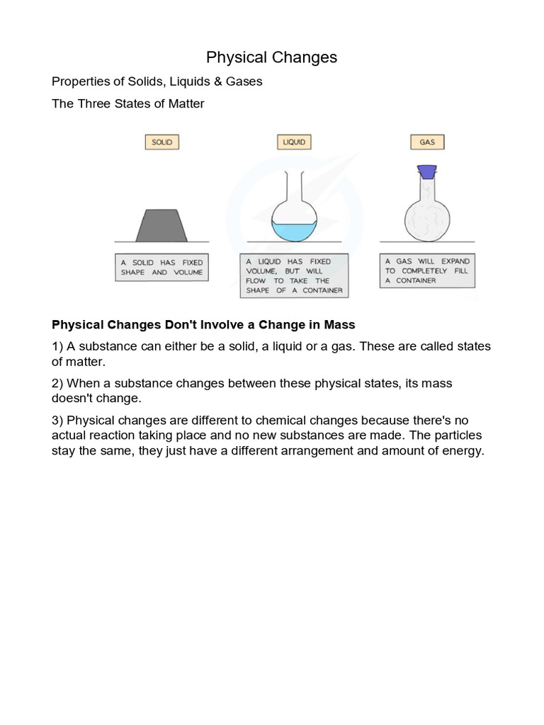 Physical Changes | PDF | Gases | Heat