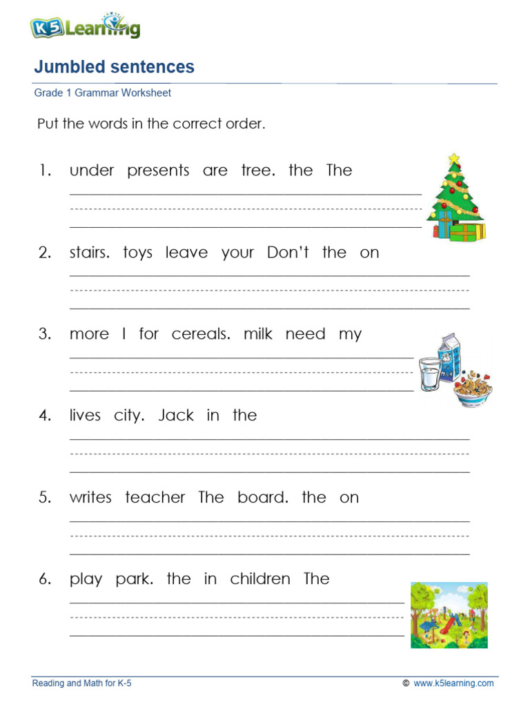 Grade 1 Sentence Jumbles C | PDF