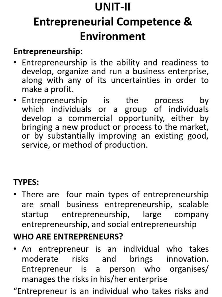 Unit Ii | PDF | Entrepreneurship | Economies