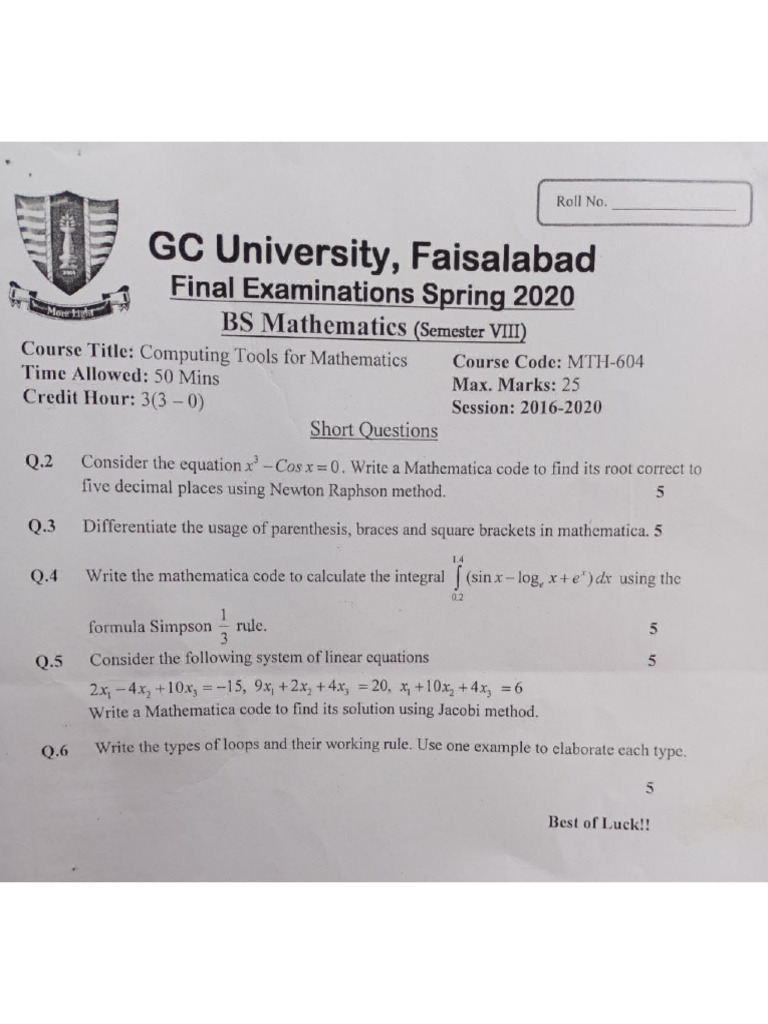 Mathematica Previous Years University Solved Papers | PDF | Mathematics ...