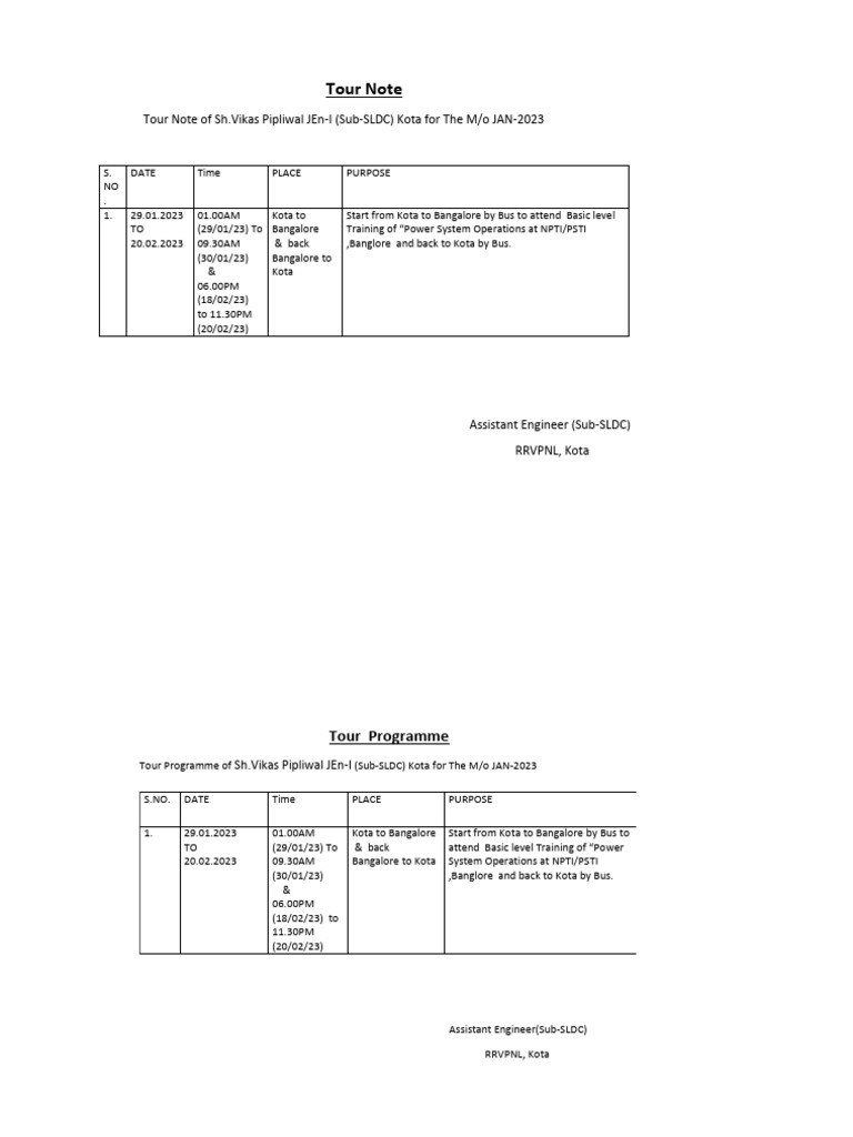 Tour Note02 | PDF