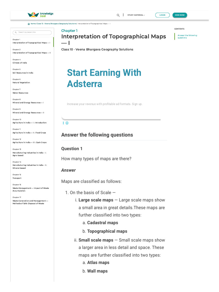 Start Earning With Adsterra: Interpretation of Topographical Maps - I ...