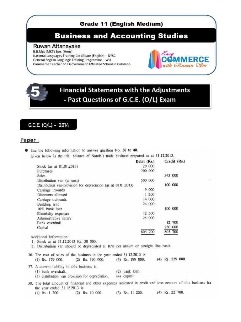 Financial Statements OL Questions 2025 | PDF | Expense | Bad Debt