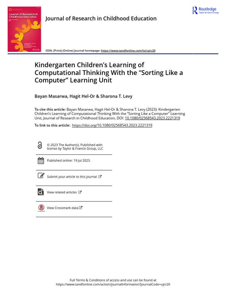 masarwa levy hel-or 23 Kindergarten Children s Learning of ...