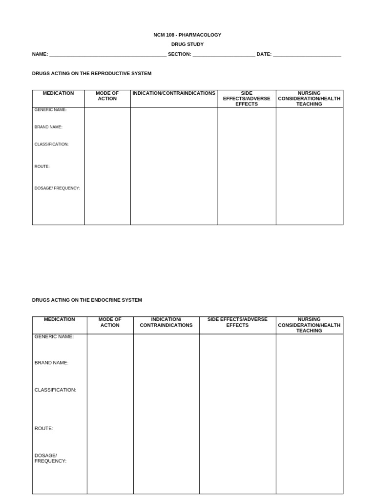 Drug Study (Print) | PDF | Drugs | Pharmacology