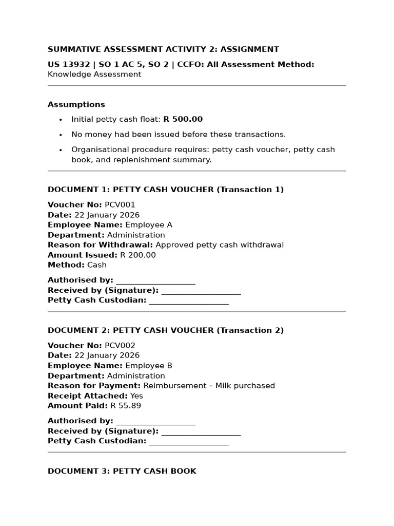 Summative Assessment Activity 2 28 | PDF | Cash | Voucher