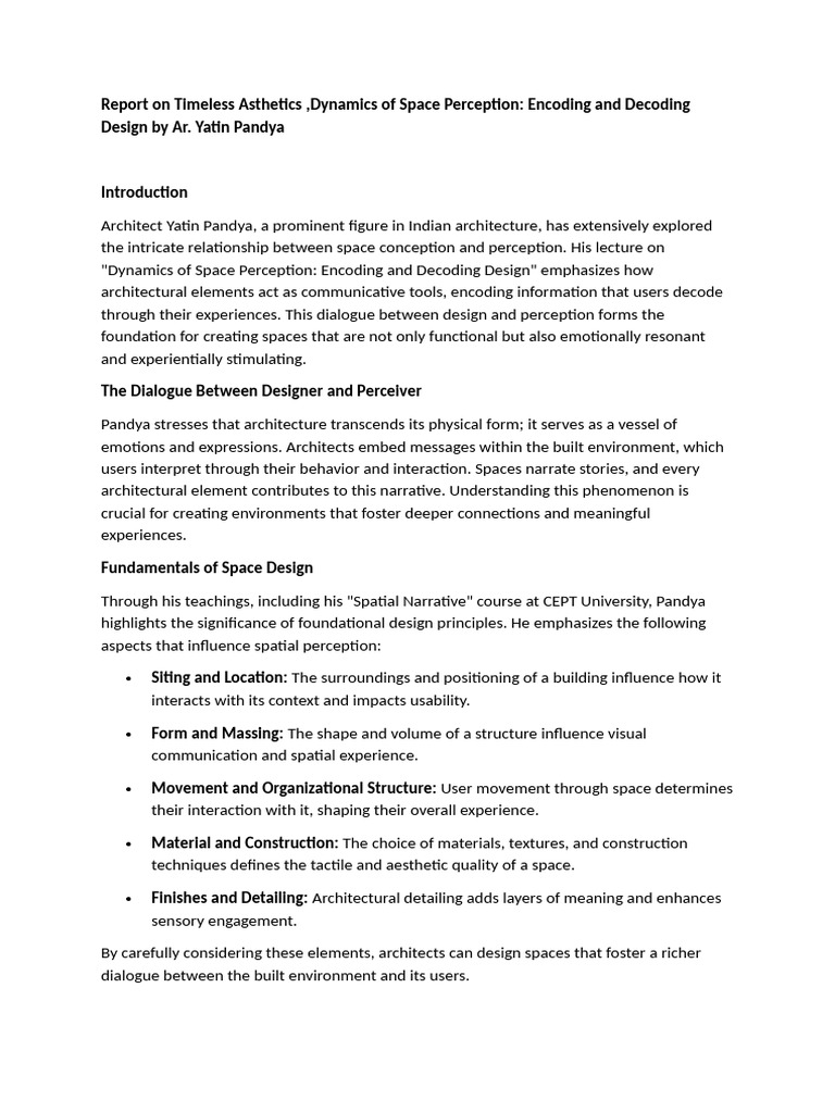 Report on Timeless Asthetics | PDF | Perception | Design