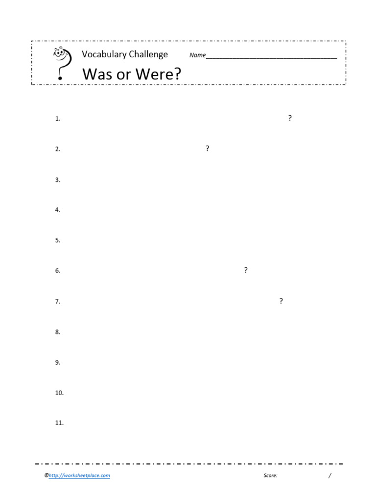 Was or Were Worksheet 8 For Grade 8 | PDF