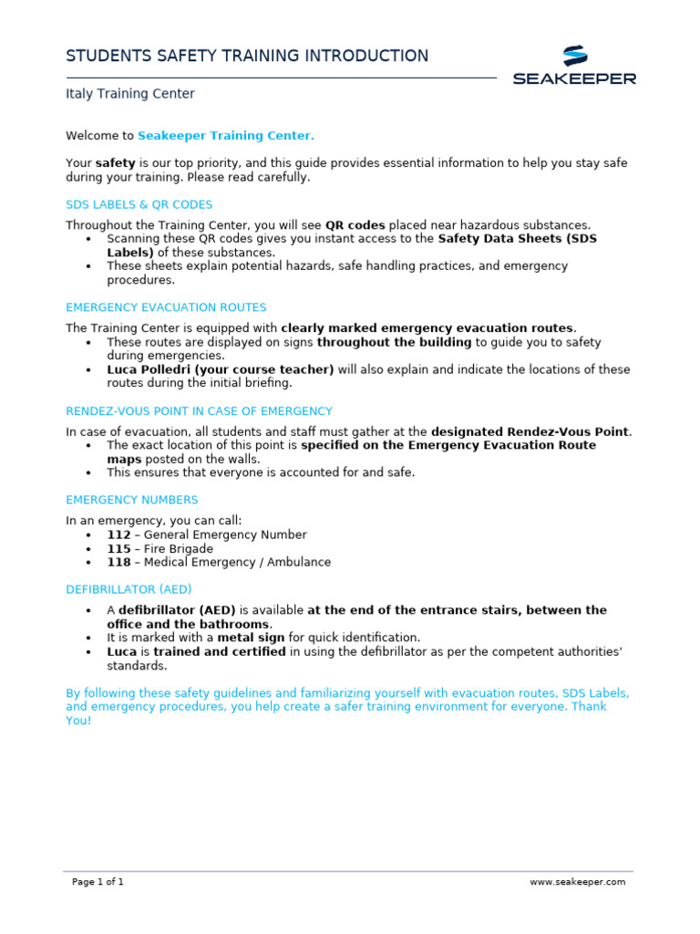 Students Safety Training Introduction-En (1) | PDF