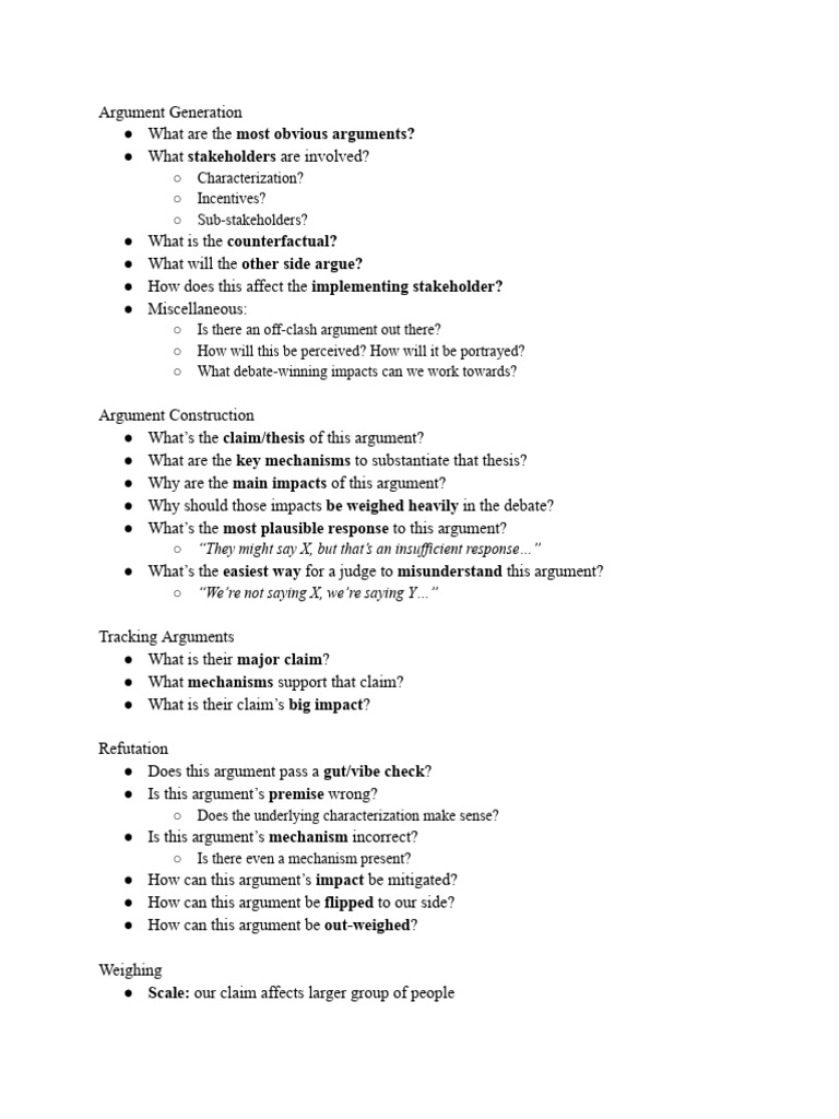 Debate Cheat Sheet | PDF