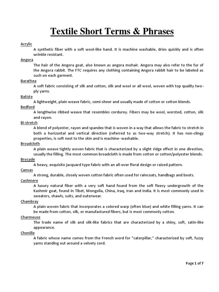 Textile Terms & Phrases | Textiles | Knitting