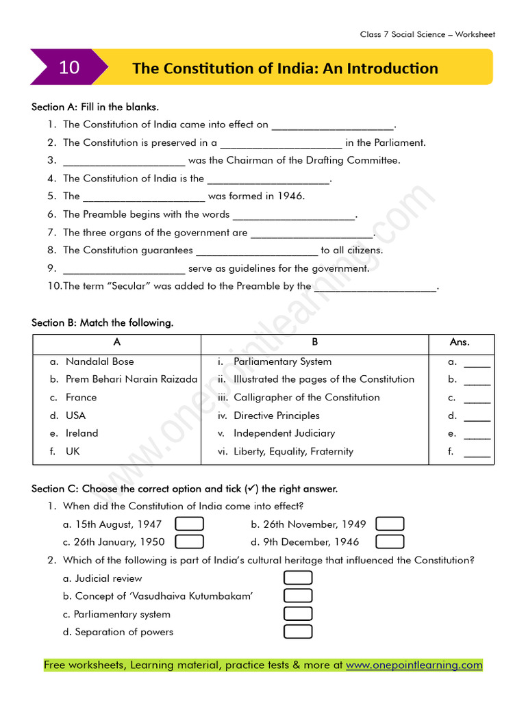 Class Worksheet 7 | PDF | Political Charters | Political Science