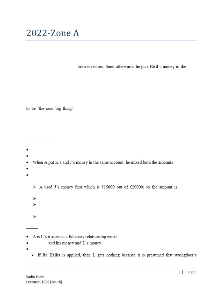 Tracing Solving 1 REVISED | PDF | Private Law | Common Law